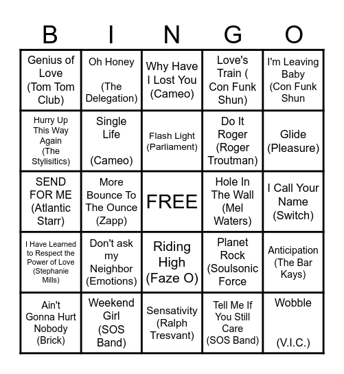Old School R&B NB Bingo Card