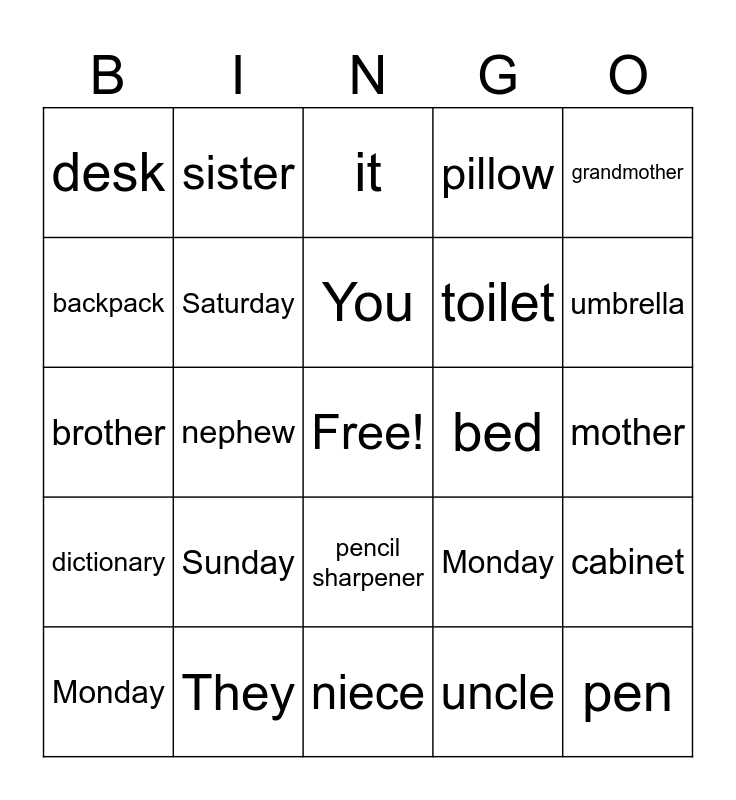 Level 1 Wrap Up! Bingo Card