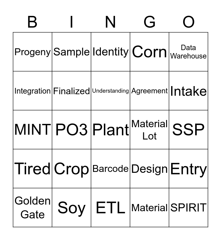 MINT-DWH BINGO Card