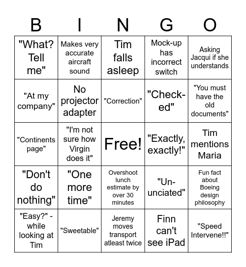 Type Rating Bingo Card