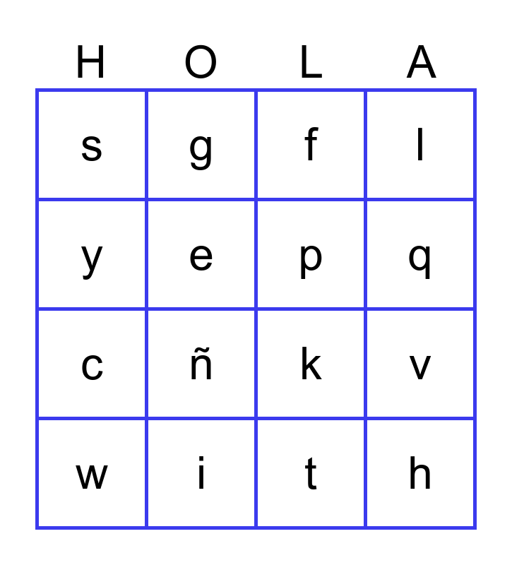 El Alfabeto Bingo Card