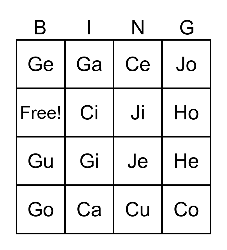 Bingo de vocales Bingo Card