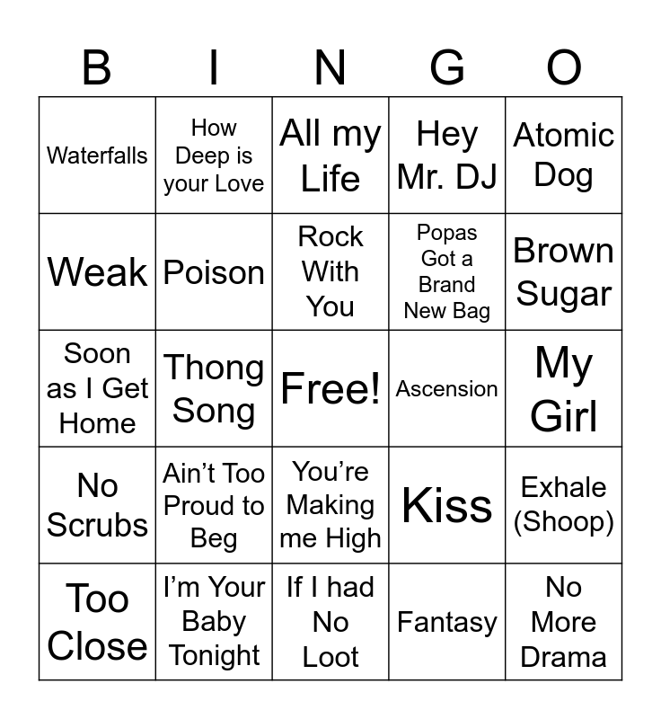 M U S I C Bingo Card