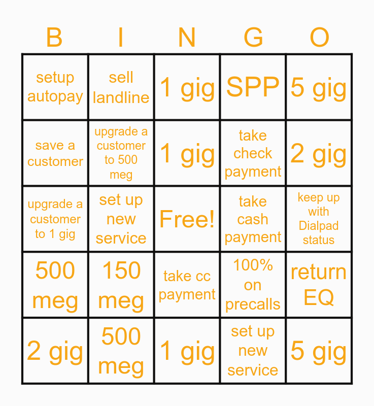 VEXUS RETAIL BINGO Card