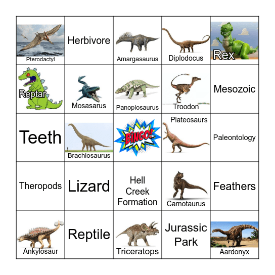 Dinosaur Bingo! Bingo Card