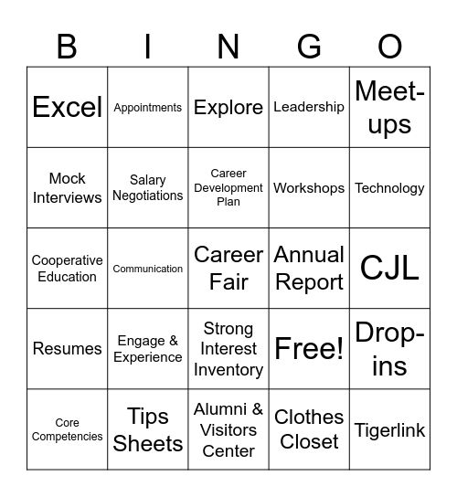 Career Bingo Card
