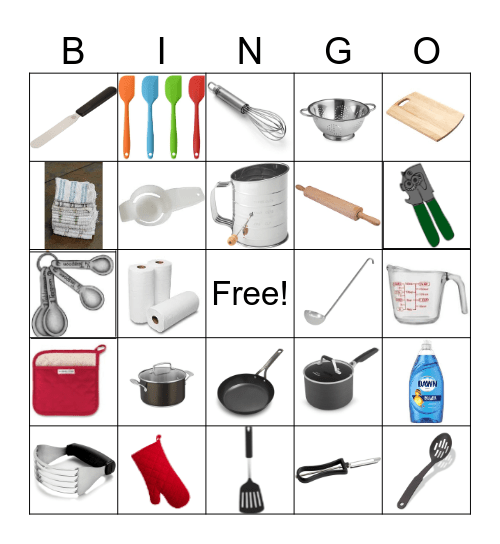 Kitchen Utensils Bingo Card