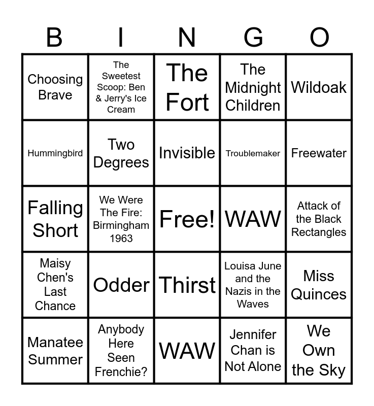 William Allen White Bingo Bingo Card