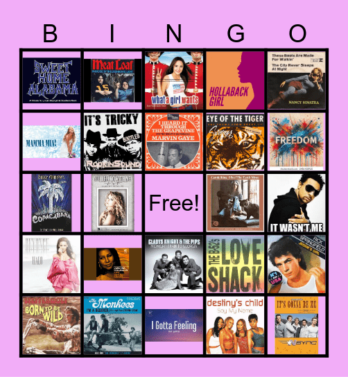 Decades Music Bingo: 60s-2000s Bingo Card