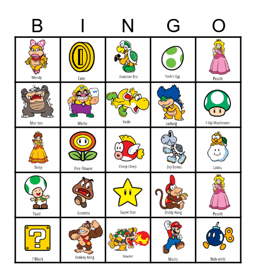 SUPER Mario Bros Bingo Card