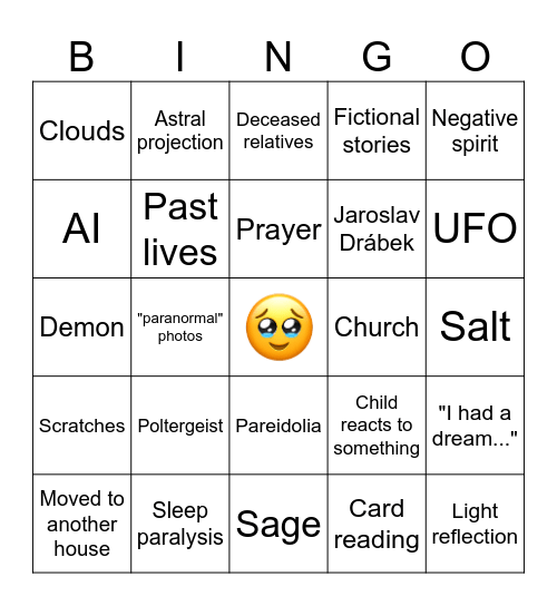 FB Paranormal Groups Bingo Card