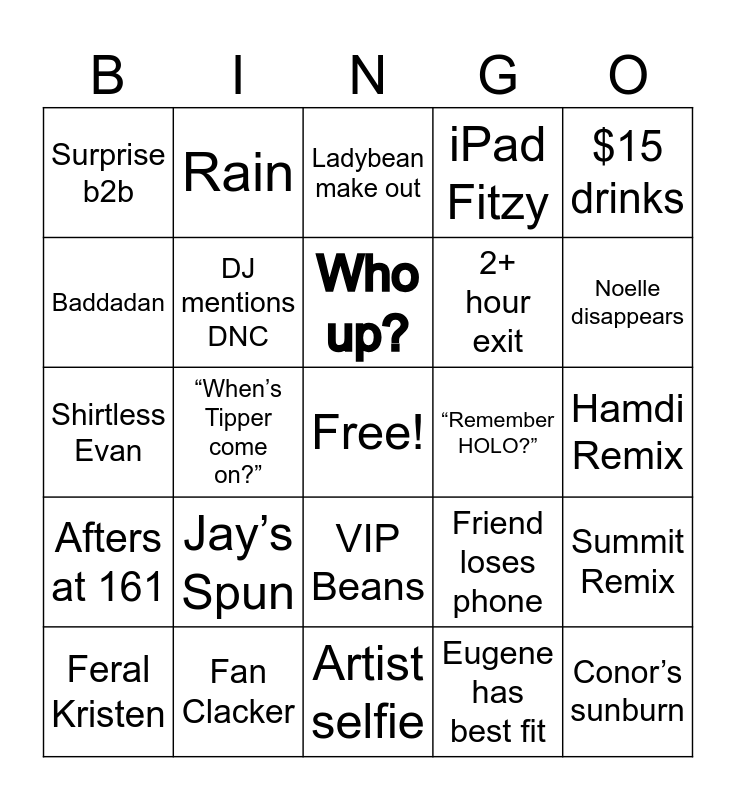 Bean’s do Arc/NC Bingo Card