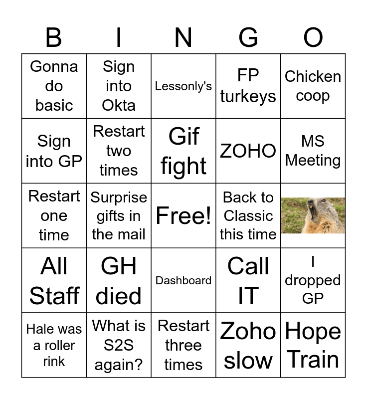 SMI Bingo Card