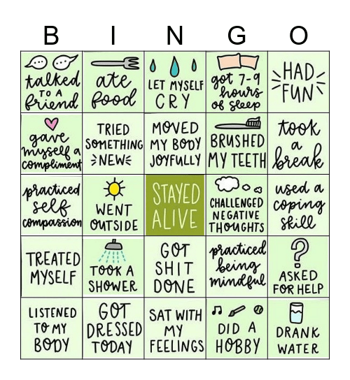 Self-Care Bingo Card
