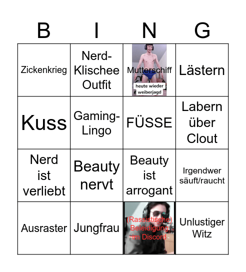 Beauty and the Nerd Bingo Card