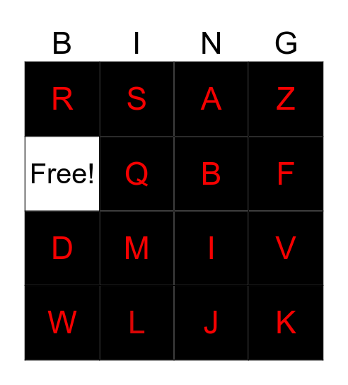Letters & Letter Sounds - High Contrast for CVI Bingo Card