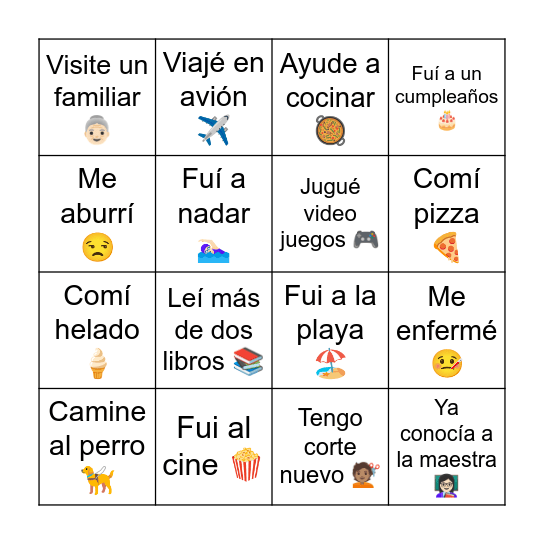 Regreso a clases Bingo Card