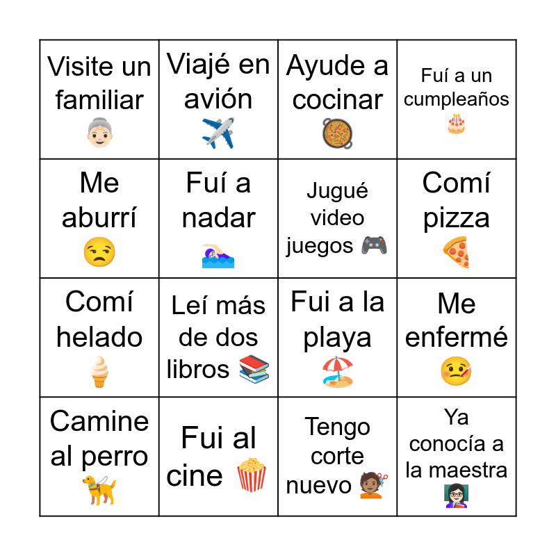 Regreso a clases Bingo Card