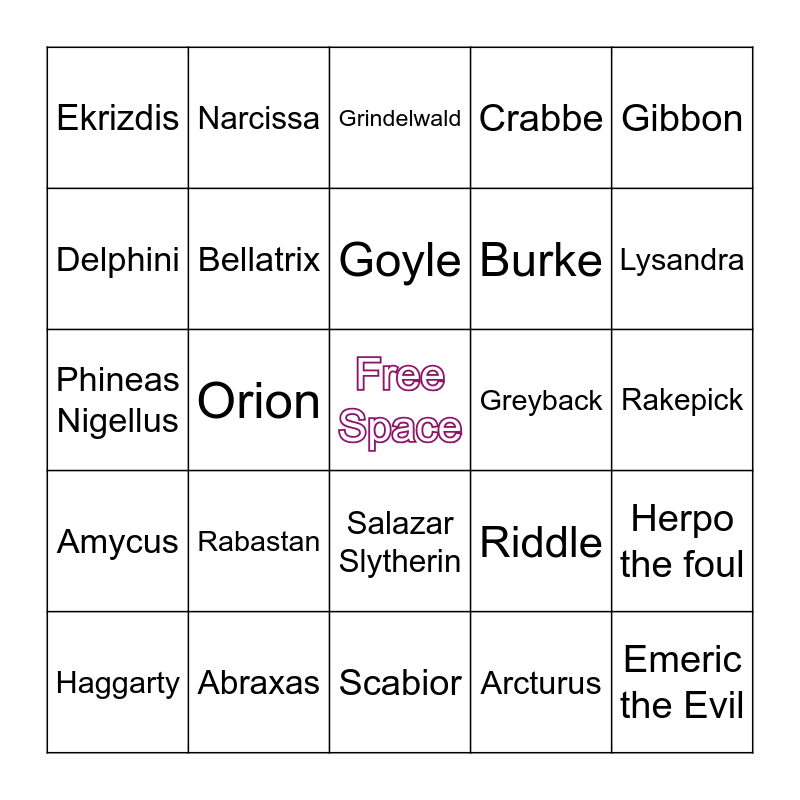 Dark and Dangerous Bingo Card