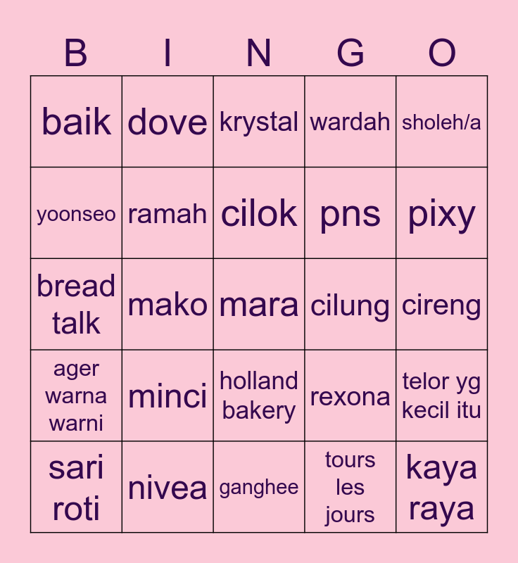cuhi bingow Bingo Card