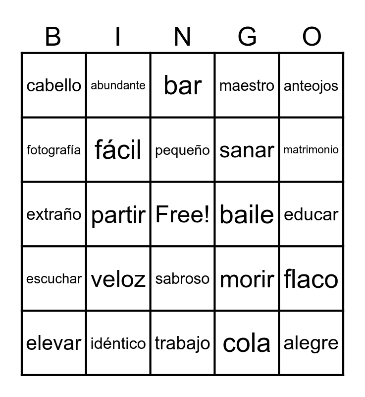 APRENDO JUGANDO Bingo Card