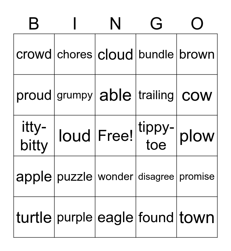 Unit 1 Bingo Card