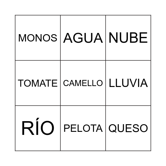 BINGO DE PALABRAS Bingo Card
