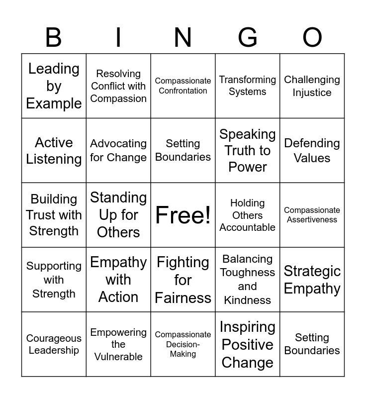Fierce Compassion Bingo Card