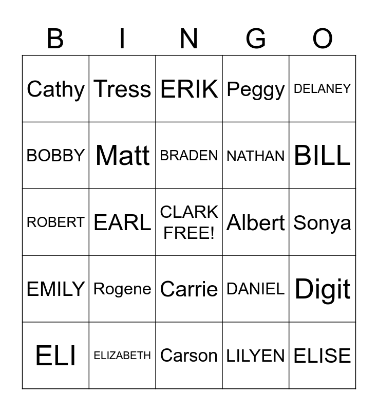 CLARK BINGO! Bingo Card