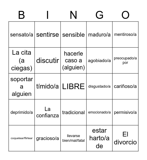 Español 3H Bingo Card