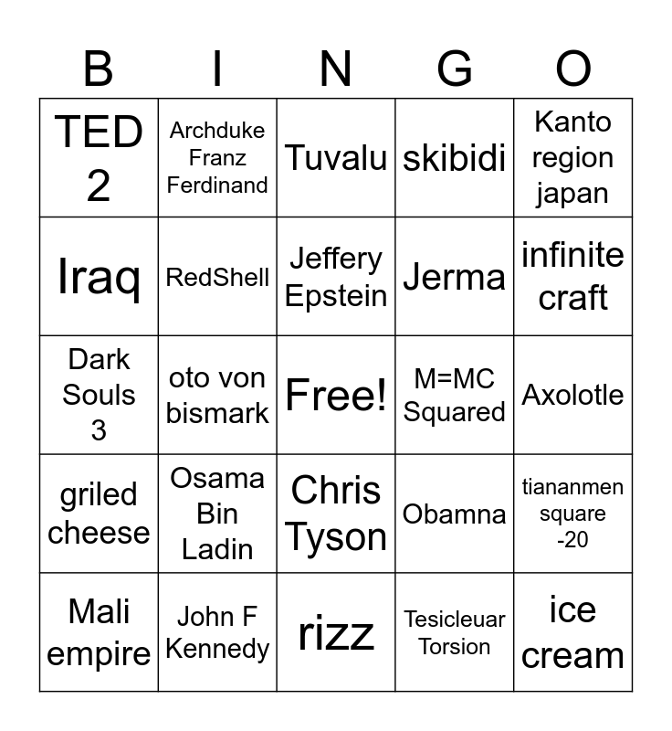 infinite craft Bingo Card