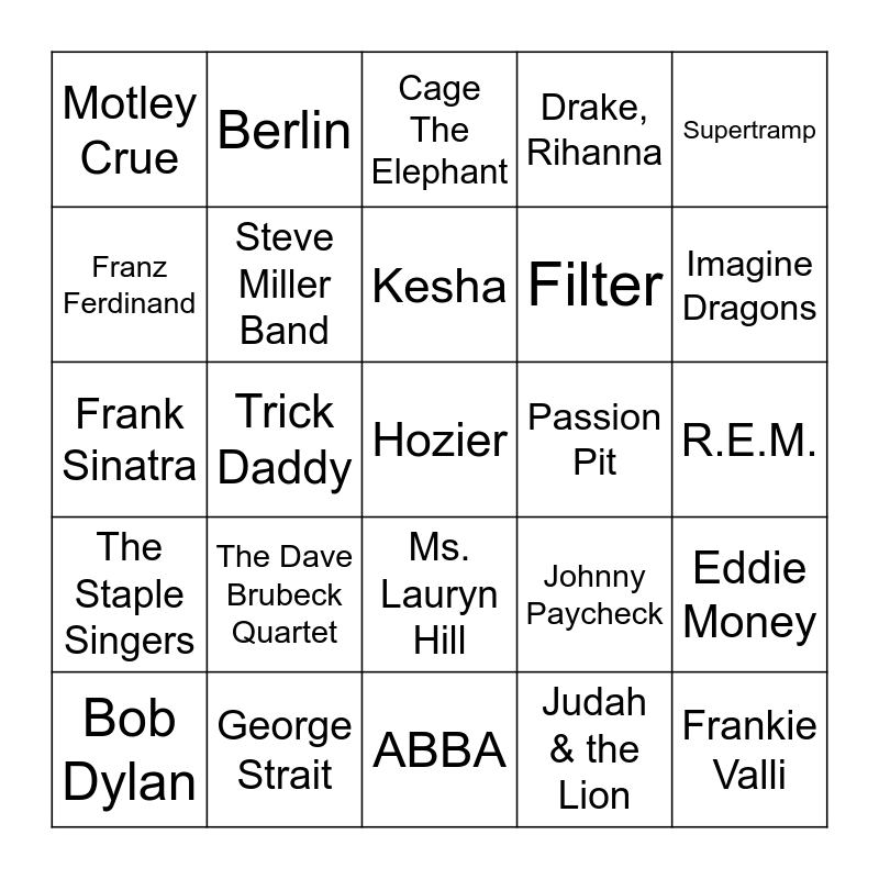 Take Bingo Card
