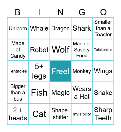 Character Bingo Card