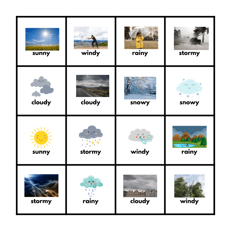 WEATHER B I N G O Bingo Card