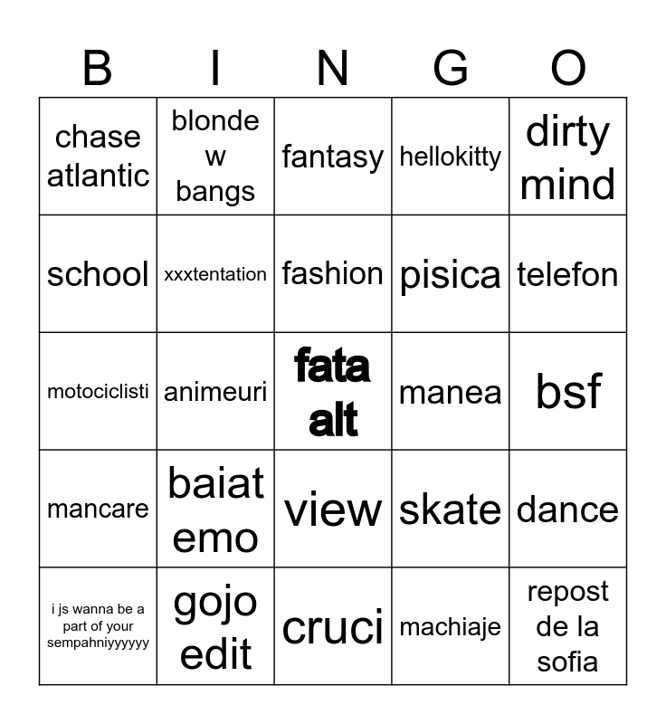 tt hard Bingo Card