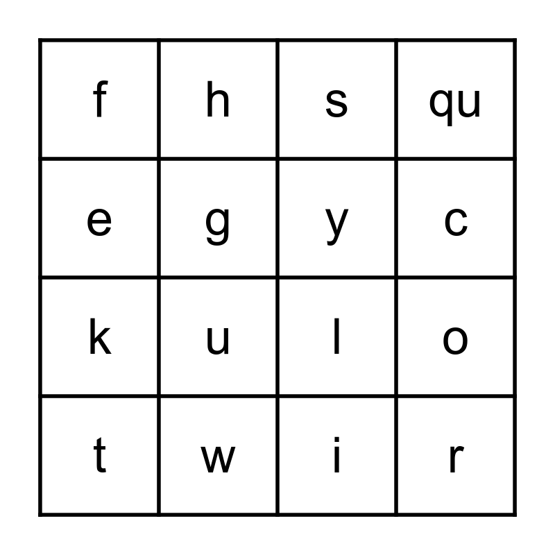 Initial Sound Bingo Card