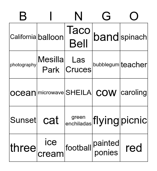 Greek Alphabet Bingo Card