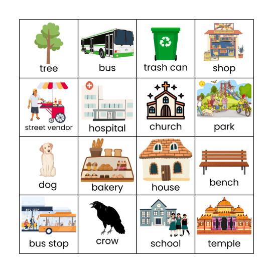 Neighbourhood & Community Bingo Card