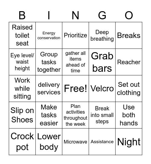 Energy Conservation Bingo Card Energy Conservation Bingo Card