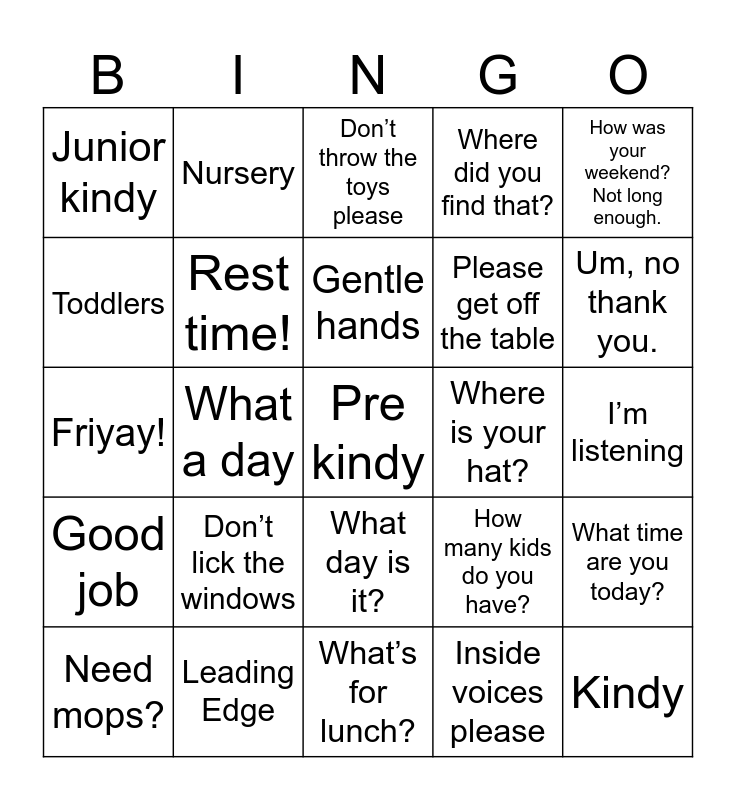 Educator Bingo Card