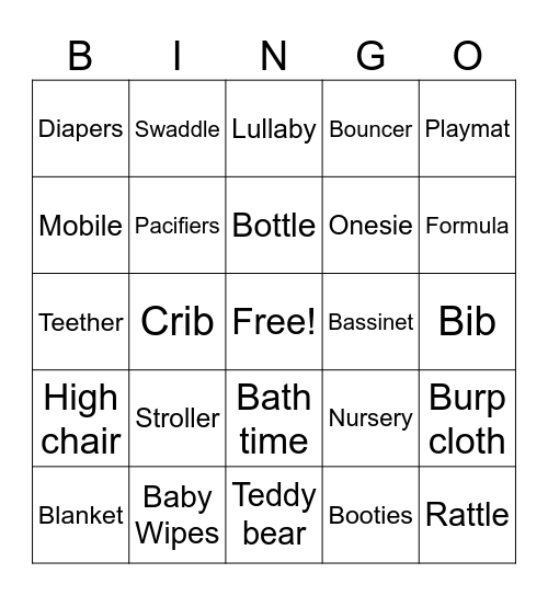 Baby Bingo Card