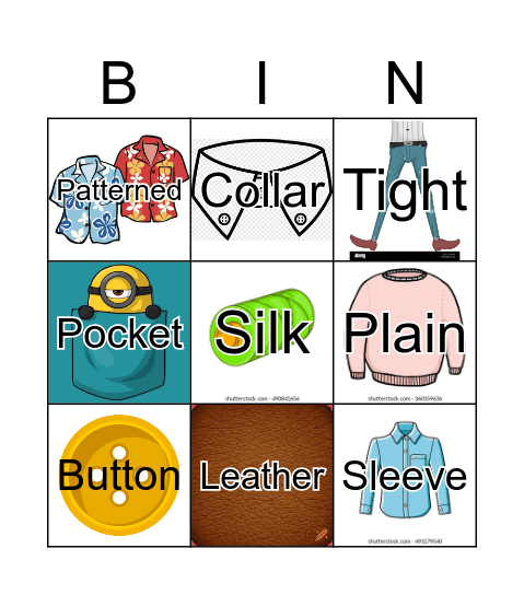Fashion! Vocabulary Bingo Card