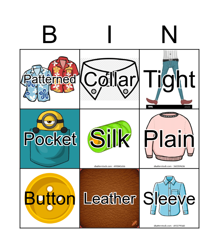 Fashion! Vocabulary Bingo Card