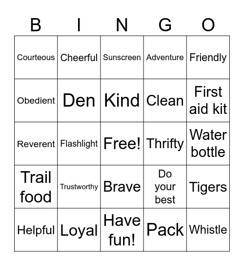 Tigers Bingo Card