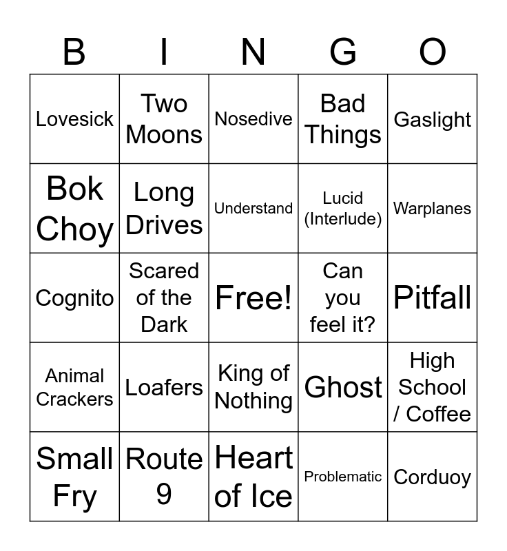 BoyWithUke Bingo Card