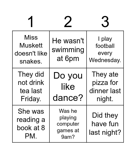 Past and present simple and continuous. Bingo Card