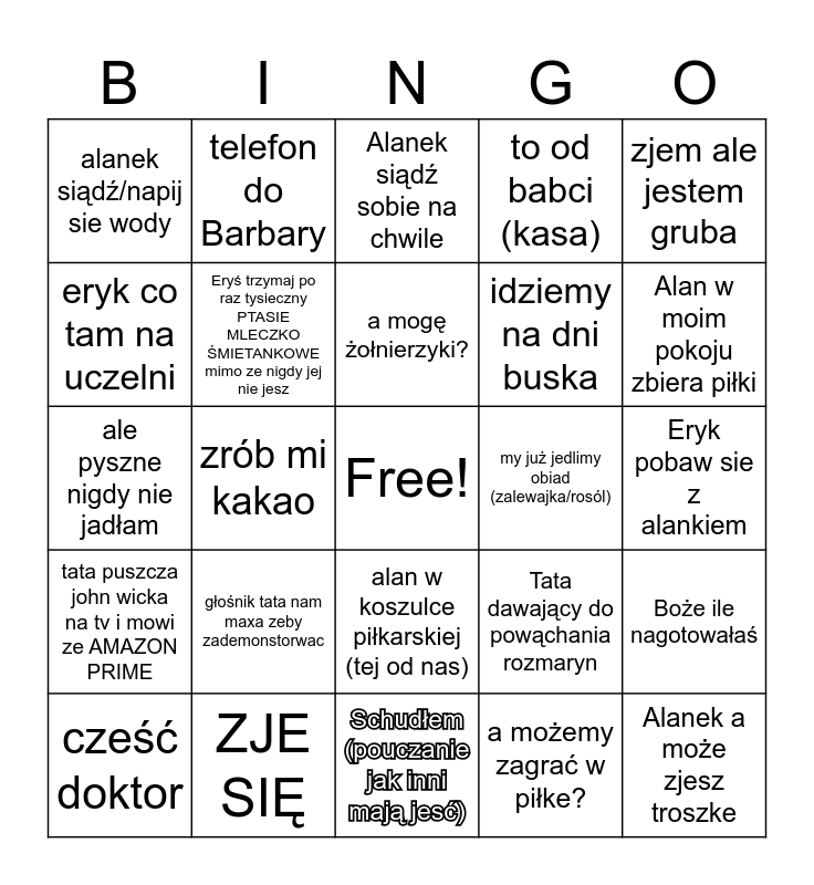 BAJO JAJO Bingo Card