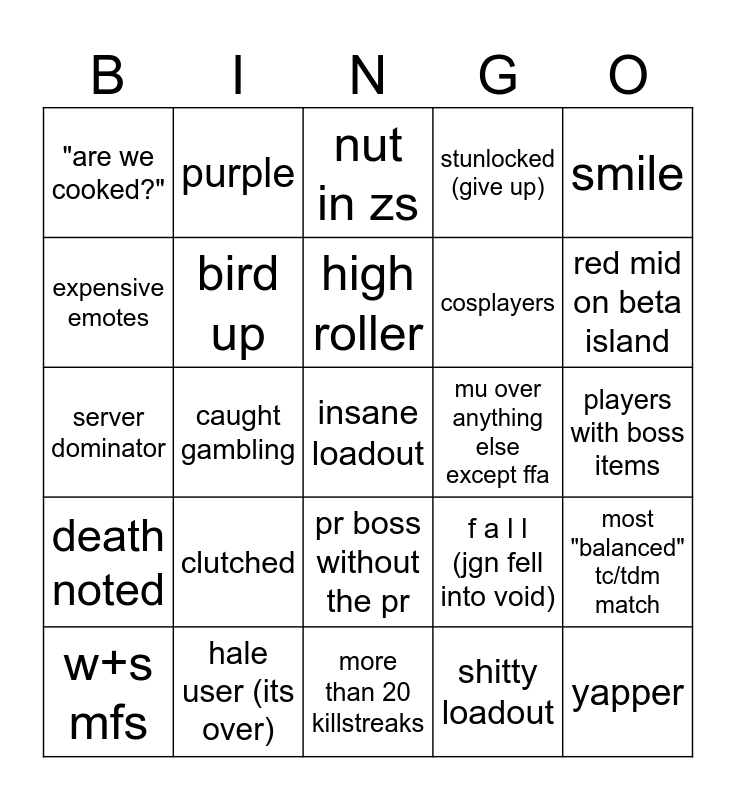 item asylum bingo Card