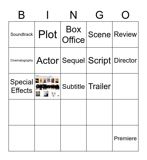 Movie vocabulary Bingo Card