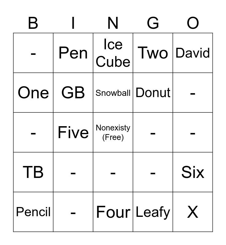 BFDI Bingo Card